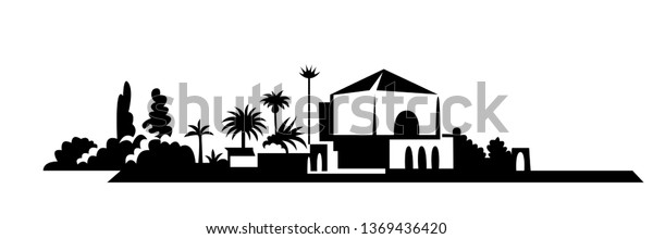Cityscape Black Vector Silhouette Resort City Stock Vector (Royalty ...