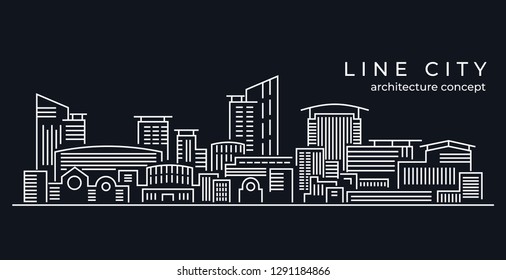 Cityscape Building Line Art Vector Illustration Stock Vector (Royalty ...