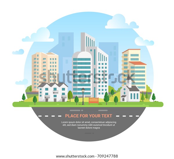 5,127 City Vector Illustration Round Frame Images, Stock Photos ...