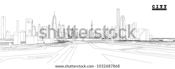 Cityscape Sketch Vector Sketch Architecture Illustration Stock Vector ...