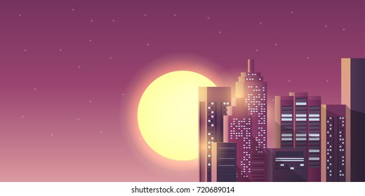 Cityscape Sunset Vector Illustration Stock Vector (Royalty Free) 720689014 | Shutterstock