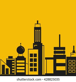 Cityscape Vector Illustration Yellow Background Stock Vector (Royalty ...
