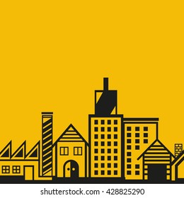 Cityscape Vector Illustration Yellow Background Stock Vector (Royalty ...