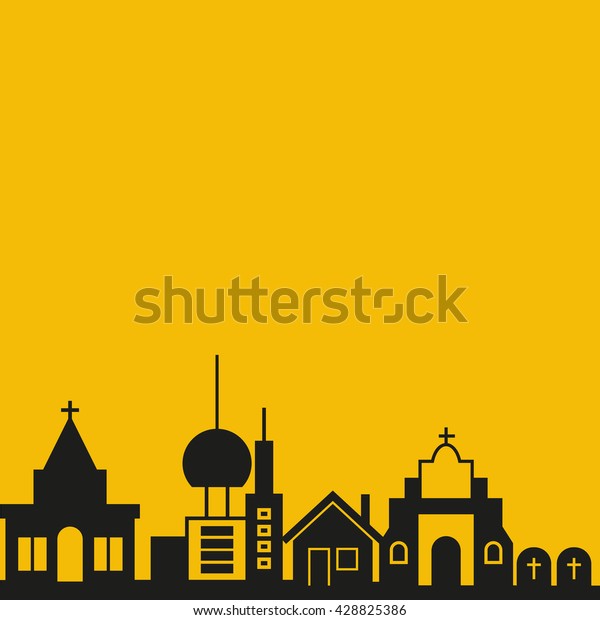Cityscape Vector Illustration Yellow Background Stock Vector (Royalty ...
