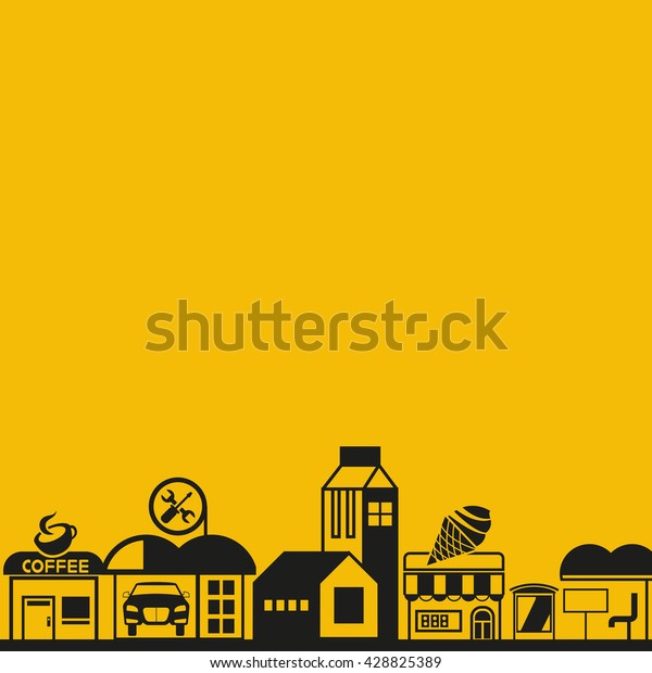 Cityscape Vector Illustration Yellow Background Stock Vector (Royalty ...