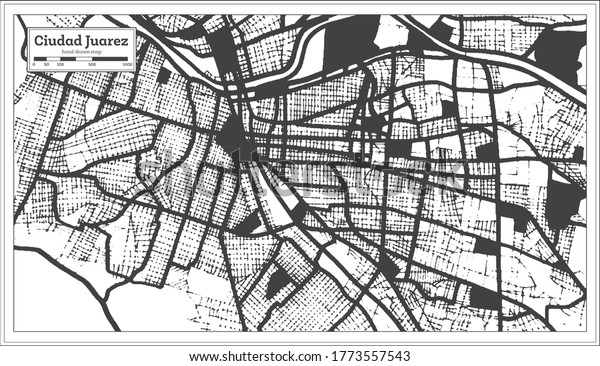 Ciudad Juarez Mexico City Map Black Stock Vector (Royalty Free ...