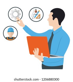 Civil Engineer Person Draw Maps Stock Vector (Royalty Free) 1206880300 ...