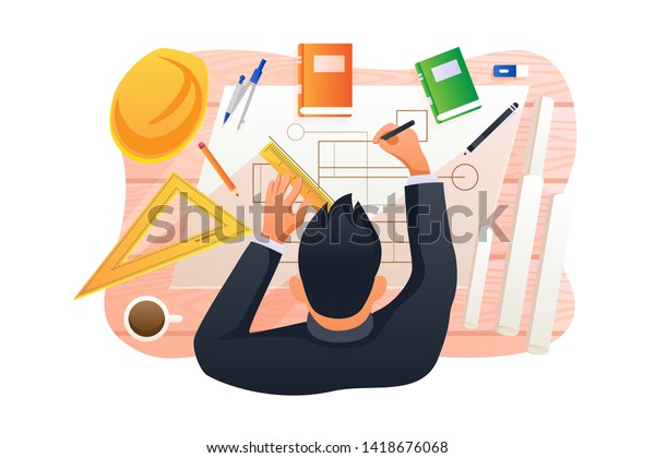 Civil Engineering Vector Concept Illustration Suitable Stock Vector ...