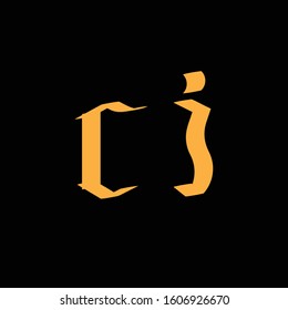 Cj Initial Letter Gothic Calligraphy Lowercase Stock Vector (Royalty ...