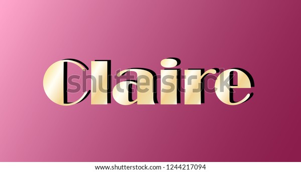 Claire. Gold shining name isolated on pink background. Happy birthday ...