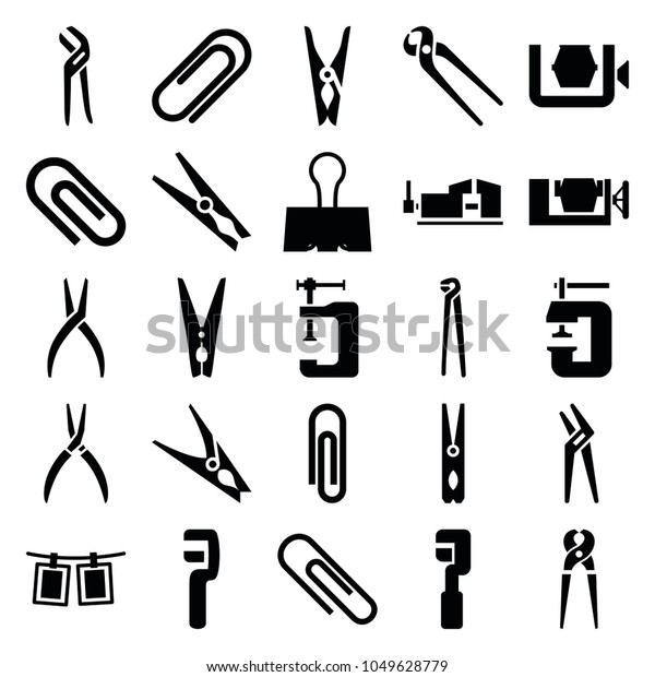 Clamp Icons Set 25 Editable Filled Stock Vector (Royalty Free ...