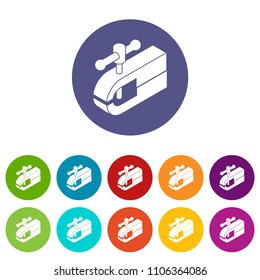 Clamping Machine Icons Color Set Vector Stock Vector (Royalty Free ...