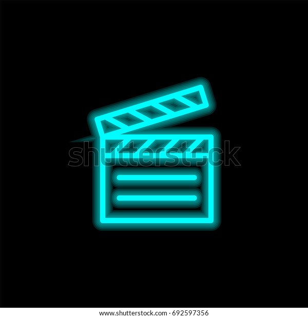 Clapperboard Blue Glowing Neon Ui Ux Stock Vector (Royalty Free ...