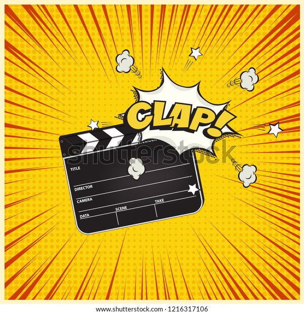 Clapperboard Clap Word Speech Bubble On Stock Vector (Royalty Free ...