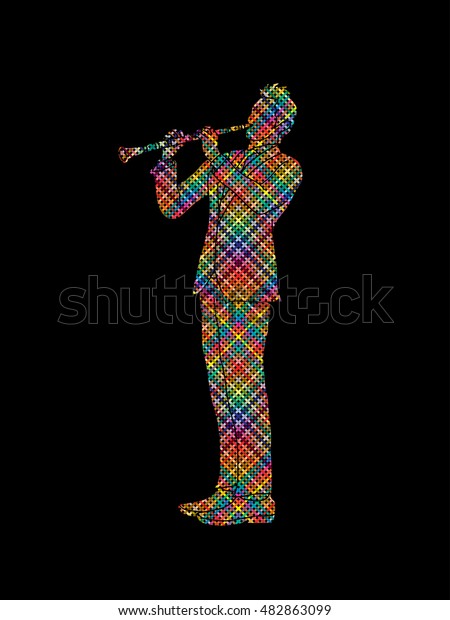 Clarinet Player Designed Using Colorful Pixels Stock Vector (Royalty ...
