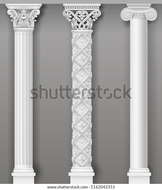 Colonnes blanches anciennes classiques dans des : image vectorielle de ...