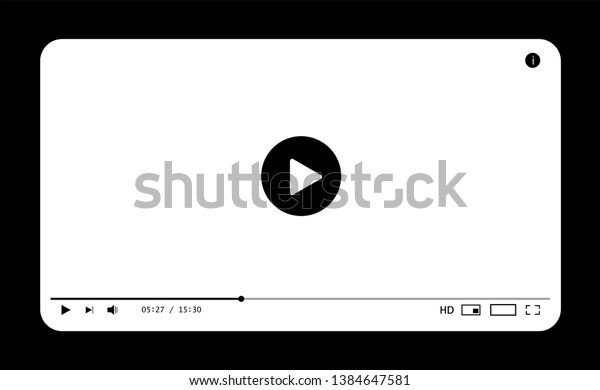 Classic Black White Video Player Template 库存矢量图（免版税）1384647581 ...