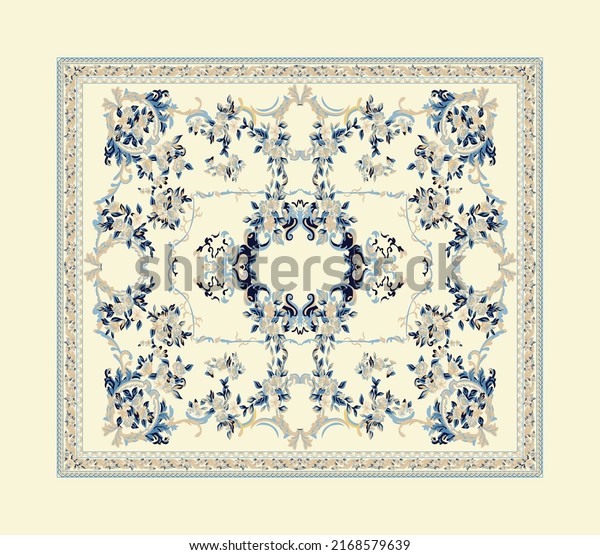 Classic Border Frame Floral Carpet Design Stock Vector (Royalty Free ...