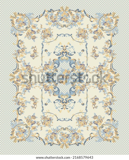 Classic Border Frame Floral Carpet Design Stock Vector (Royalty Free ...