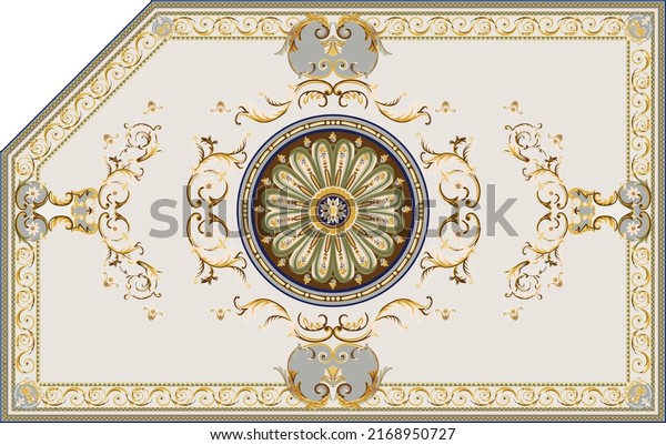 Classic Border Frame Floral Carpet Design Stock Vector (Royalty Free ...