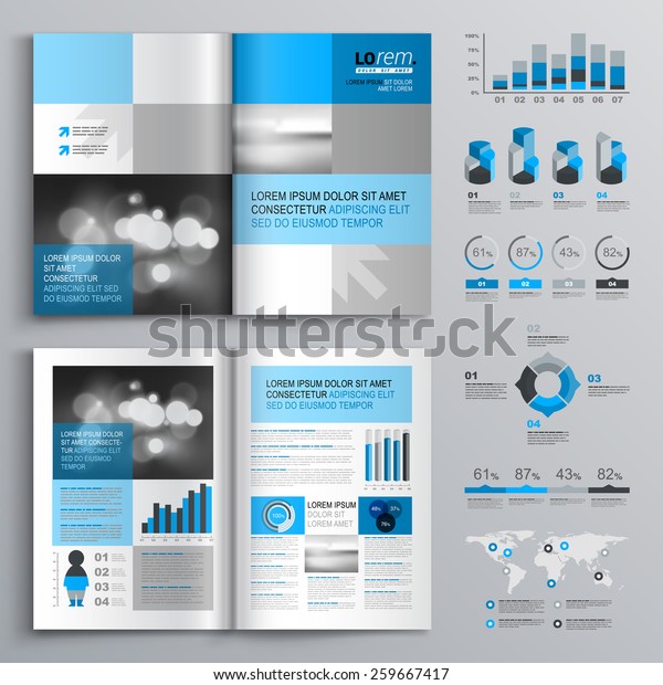 Classic Brochure Template Design Blue Gray Stock Vector (Royalty Free ...