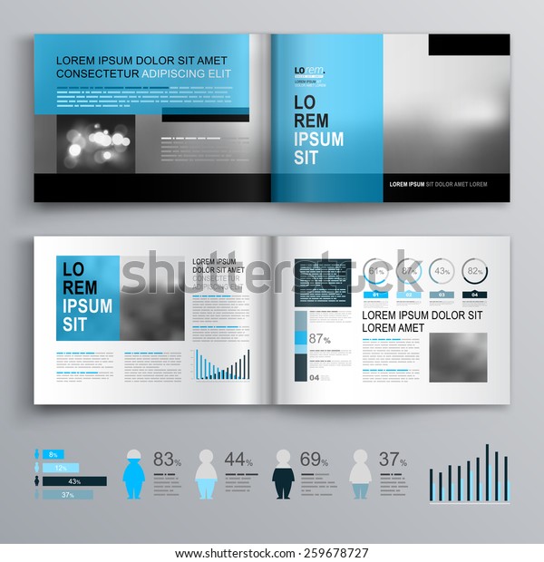 Classic Brochure Template Design Blue Shapes Stock Vector (Royalty Free ...