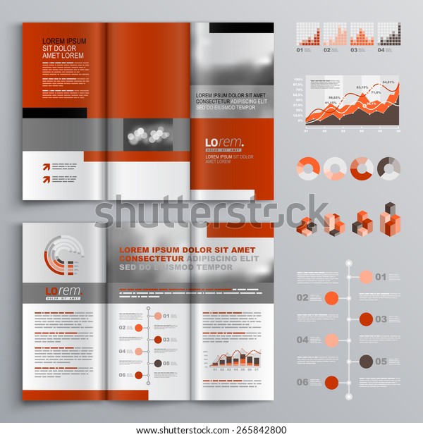 Classic Brochure Template Design Gray Red 스톡 벡터(로열티 프리) 265842800 ...