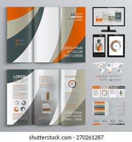 Classic Brochure Template Design Three Color Stock Vector (Royalty Free ...