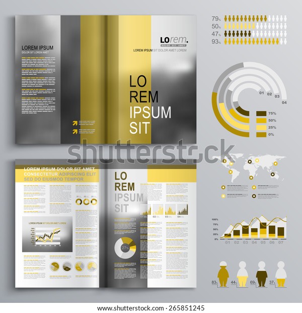 Classic Brochure Template Design Yellow Gray Stock Vector (Royalty Free ...