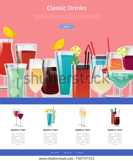 Classic Drinks Web Poster Samples Alcoholic Stock Vector (Royalty Free ...
