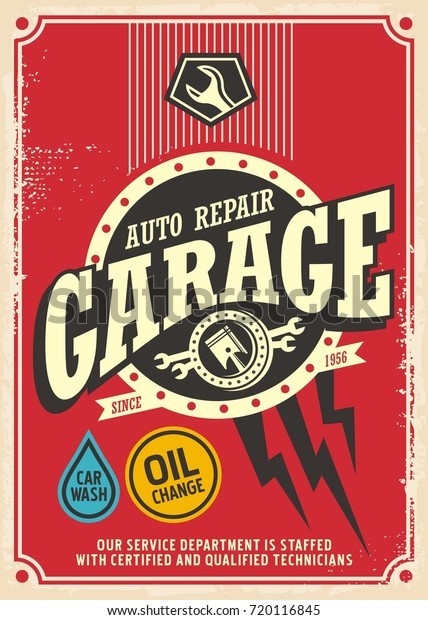 Classic Garage Retro Poster Design Template Stock Vector (Royalty Free ...