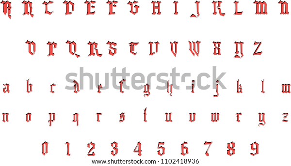 Classic Gothic Font Vector Art Red Stock Vector (Royalty Free ...