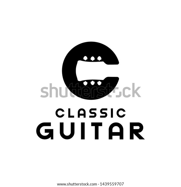 Classic Guitar C Letter Logo Design Stock Vector (Royalty Free ...
