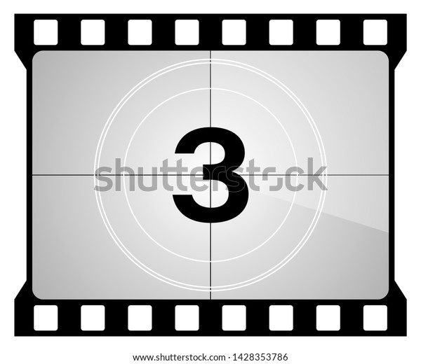 Classic Movie Countdown Frame Number Three Stock Vector (Royalty Free ...