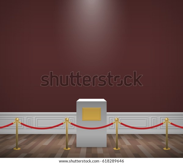 Classic Museum Gallery Interior Podium Rope Stock Vector (Royalty Free ...