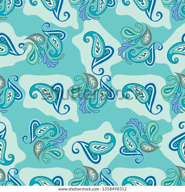 Classic Paisley Pattern Green Blue Colors Stock Vector (Royalty Free ...