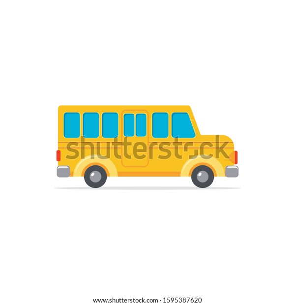 Classic School Bus Yellow Flat Cartoon Stock Vector (Royalty Free ...