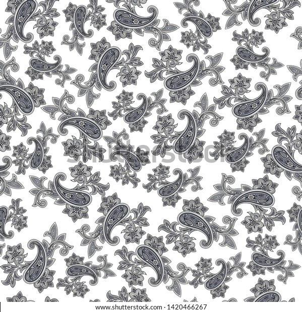 Classic Seamless Monochrome Paisley Pattern Vector Stock Vector ...