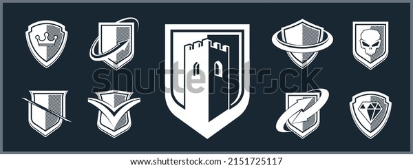 Classic Shields Shapes Set Different Additional: เวกเตอร์สต็อก (ปลอดค่า ...