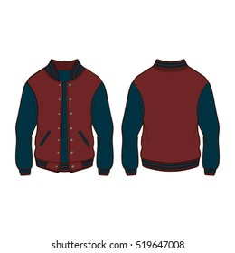 Vektor Stok Women Sport Varsity Jacket Template (Tanpa Royalti ...