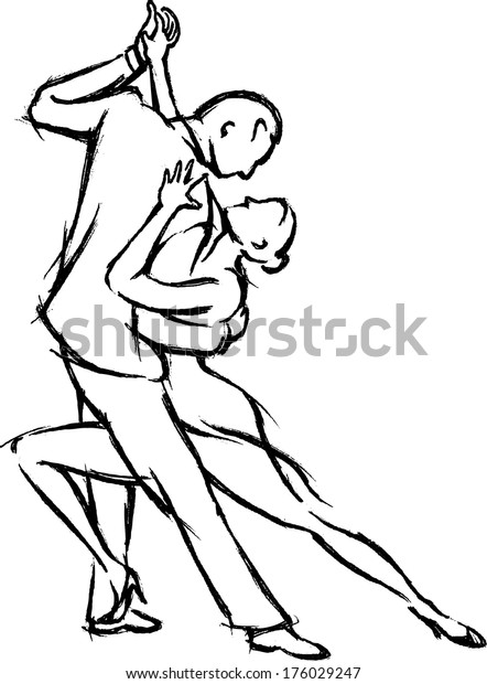 Classic Tango Dancing Sketch Stock Vector (Royalty Free) 176029247