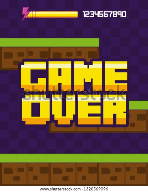 Classic Video Game Over Scene: vector de stock (libre de regalías ...