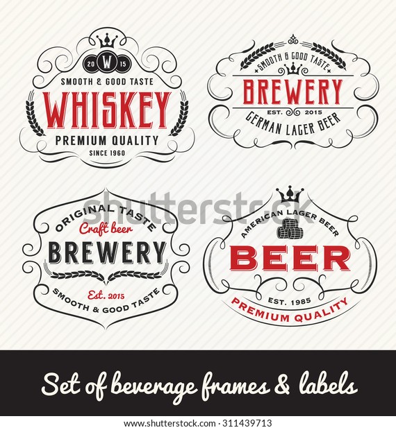 Classic Vintage Beverage Frame Labels Design Stock Vector (Royalty Free ...