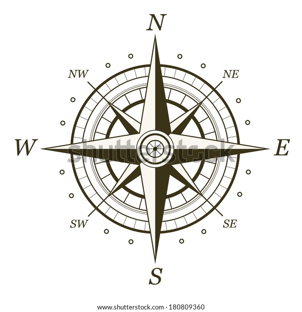 Classic Wind Rose Isolated On White Stock Vector (Royalty Free ...