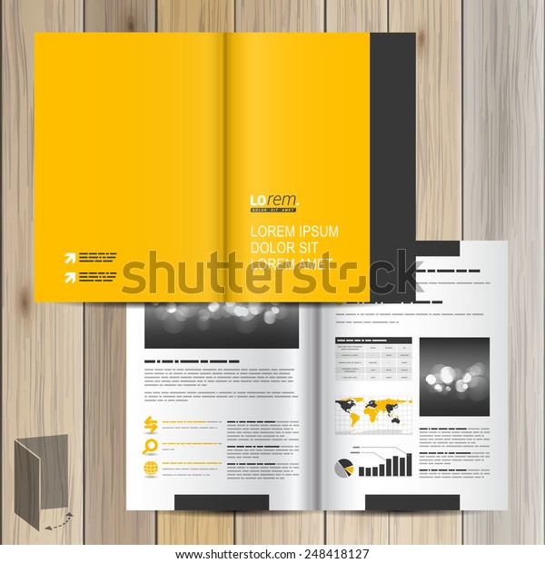 Classic Yellow Brochure Template Design Black: เวกเตอร์สต็อก (ปลอดค่า ...