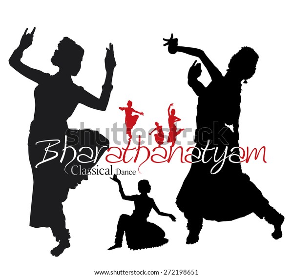Classical Dance Silhouettes Drawing Outline Indian Stock Vector ...
