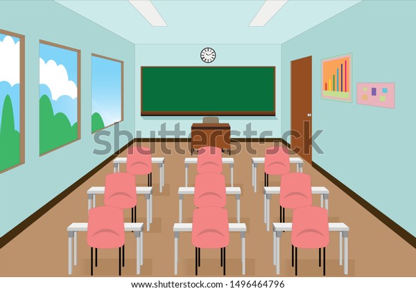 Classroom Class Board Draw Cartoon Vector Stock Vector (Royalty Free ...