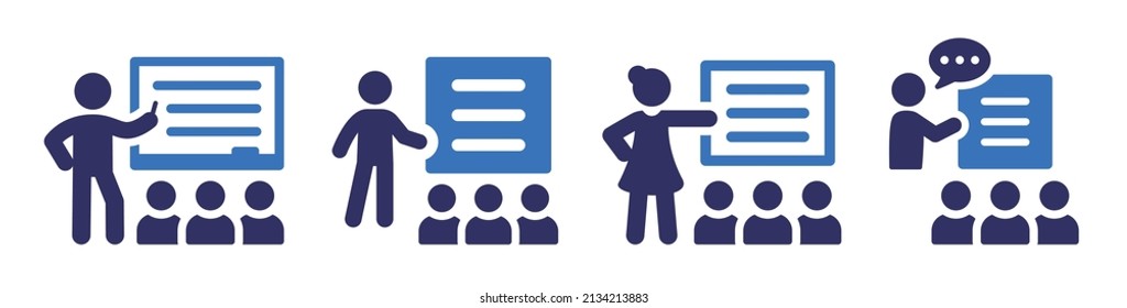 Classroom Icon Collection Containing Teacher Students Stock Vector ...