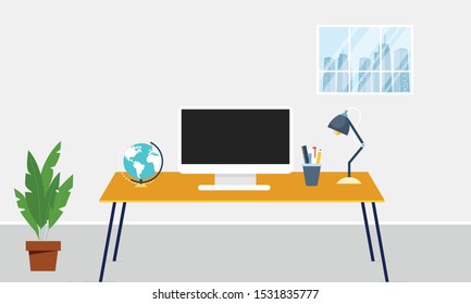 Classroom Personal Computer Desk Office Stock Vector (Royalty Free ...