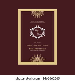 Classy Gold Wedding Invitation Red Background Stock Vector (Royalty ...